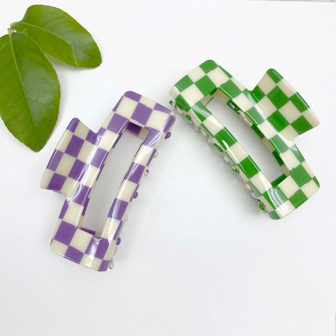 Purple Checker Hair Claw, Large Purple Hair Claw - Etsy