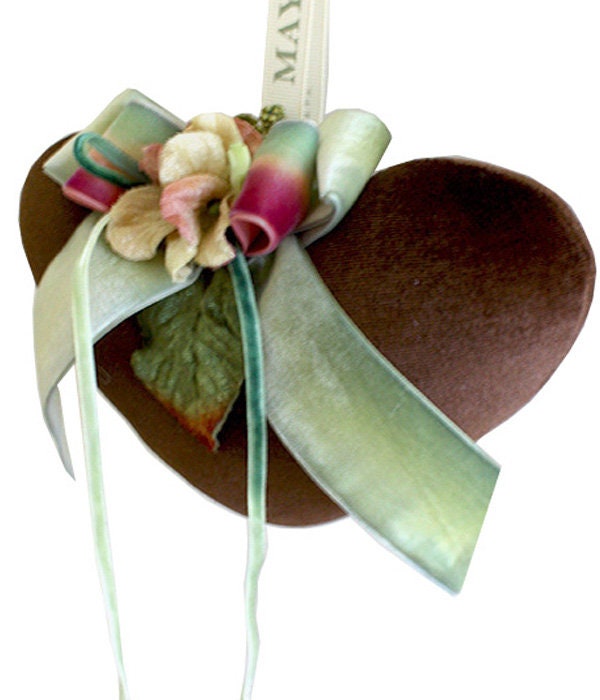Handmade Rose Scented Velvet Heart Sachet With Velvet Flowers - Etsy