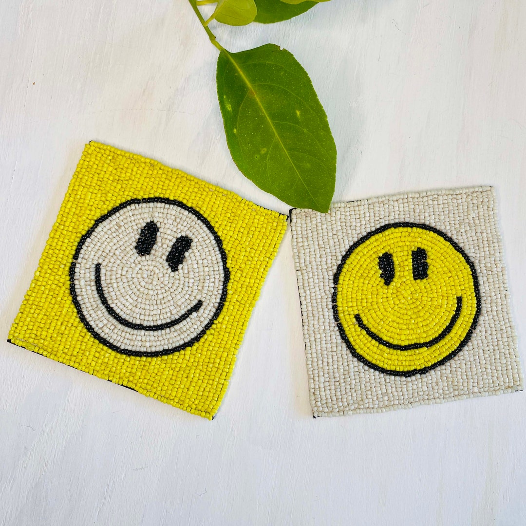Handmade Smiley Face Seed Bead Coaster - Etsy