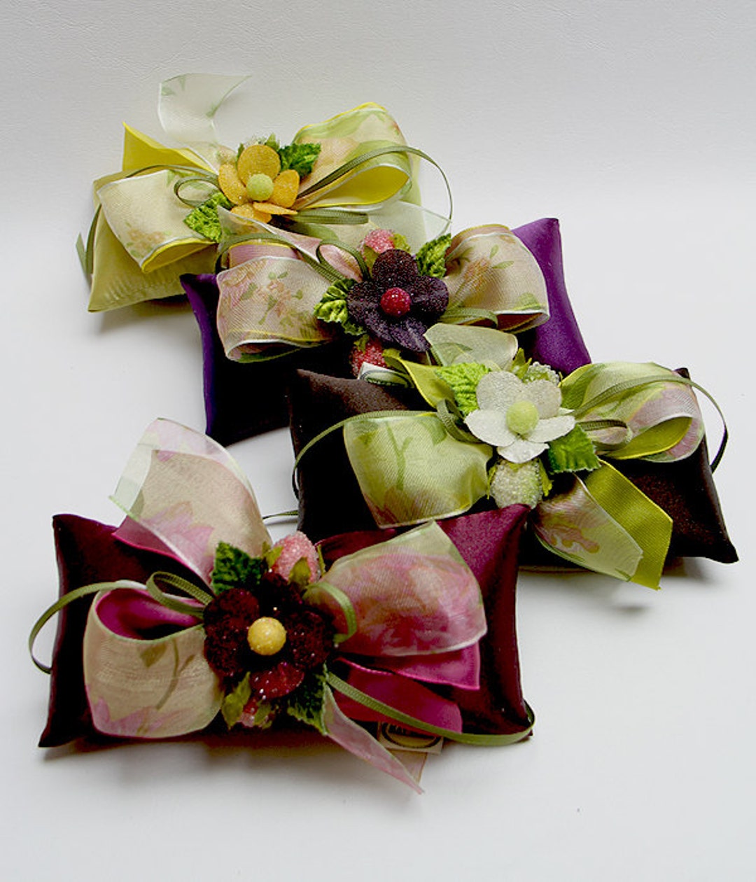 Fresh Rose Ribbon Sachet: Burgundy & Purple Beaded Daisy Decor - Etsy