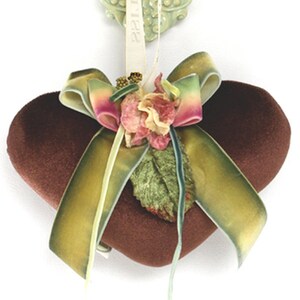 Velvet Heart Sachet With Velvet Flowers, Handmade Rose Scented Heart ...