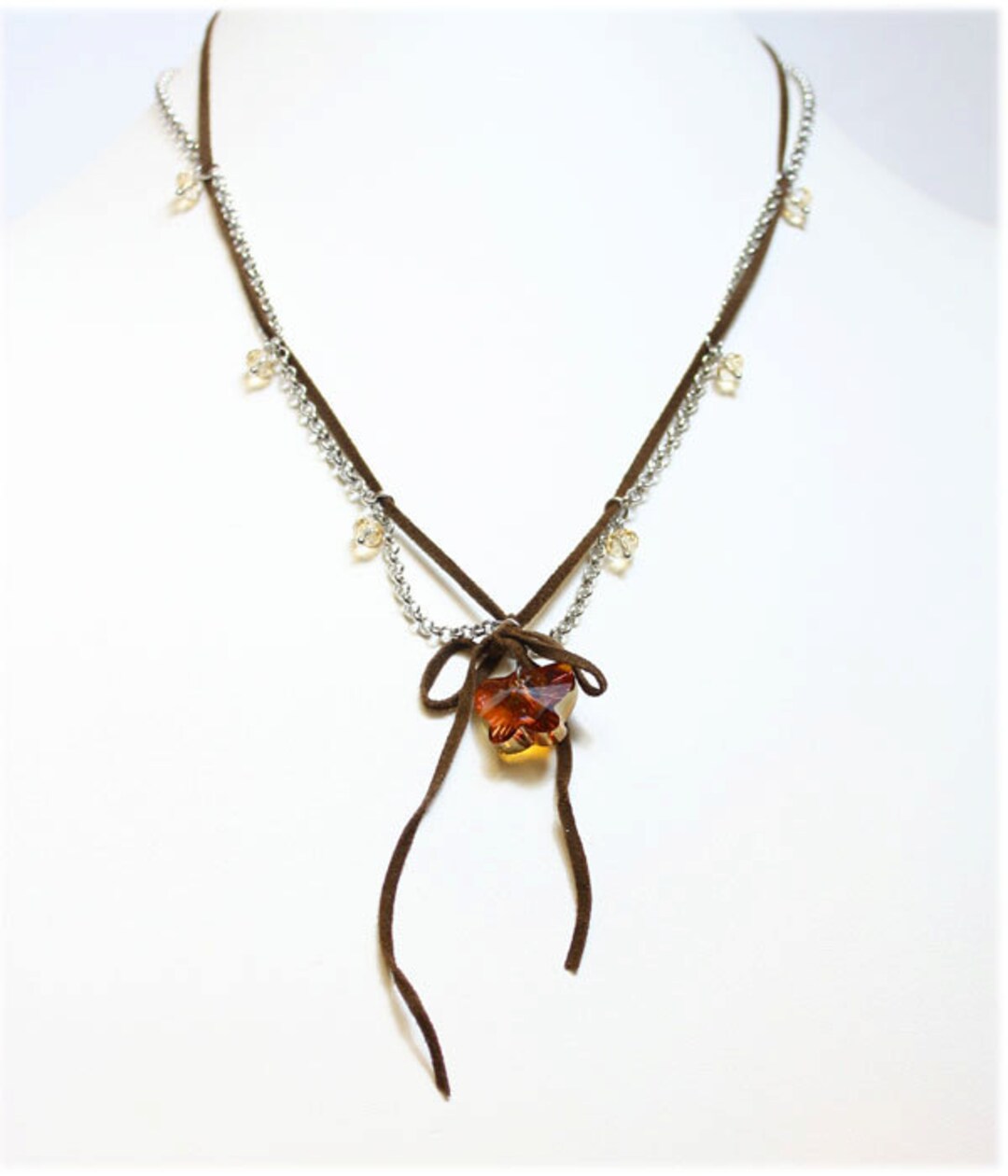 Swarovski Butterfly Crystal Necklace With Swarovski Crystals & Suede ...