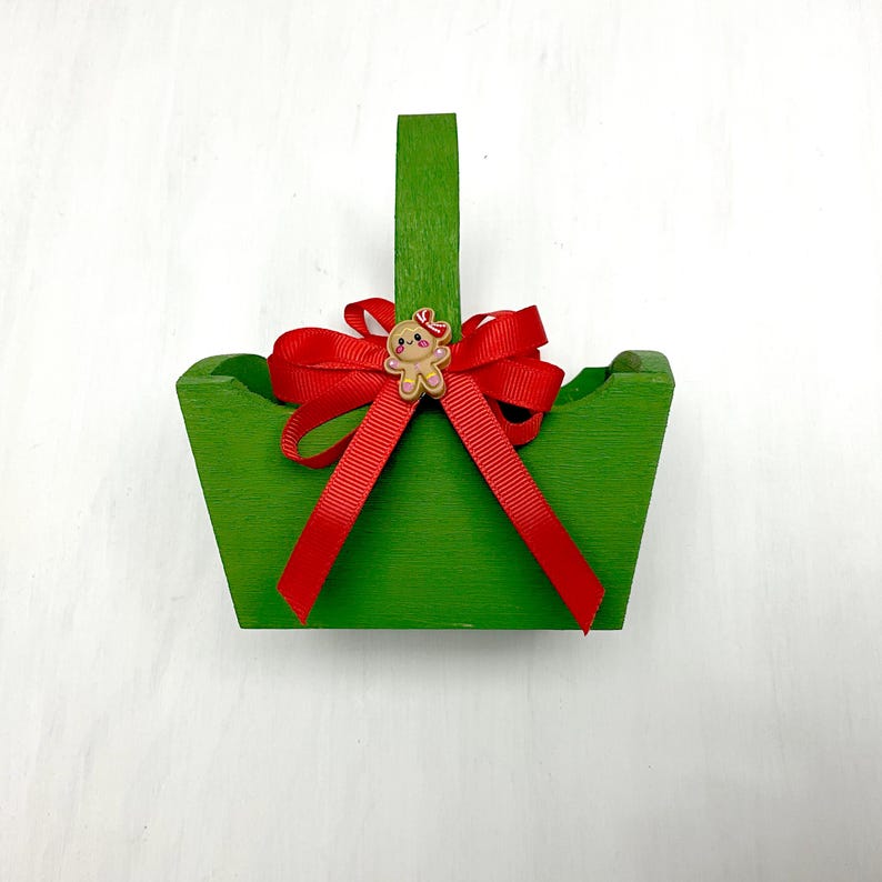 Mini Christmas Basket, Balsam Wood Goody Basket With Ribbon - Etsy