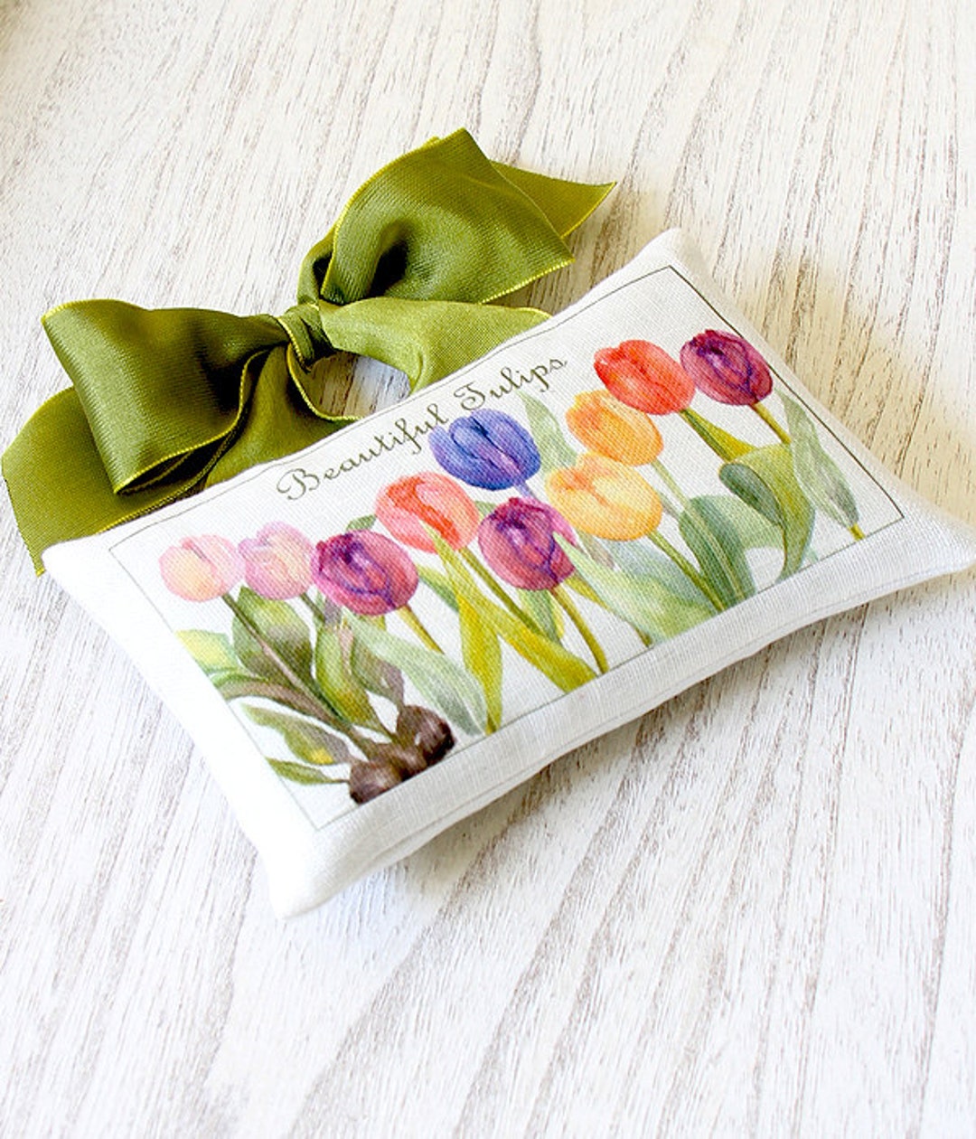 Linen Sachet-beautiful Tulips, Lavender Sachet, Hanging Sachet - Etsy