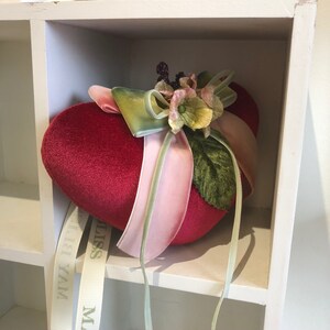 Velvet Heart Sachet With Velvet Flowers, Handmade Rose Scented Heart ...