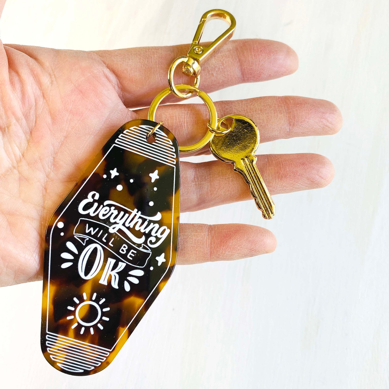 Rhombus Shaped Acrylic Keychain Retro Inspired Motel Keychain - Etsy