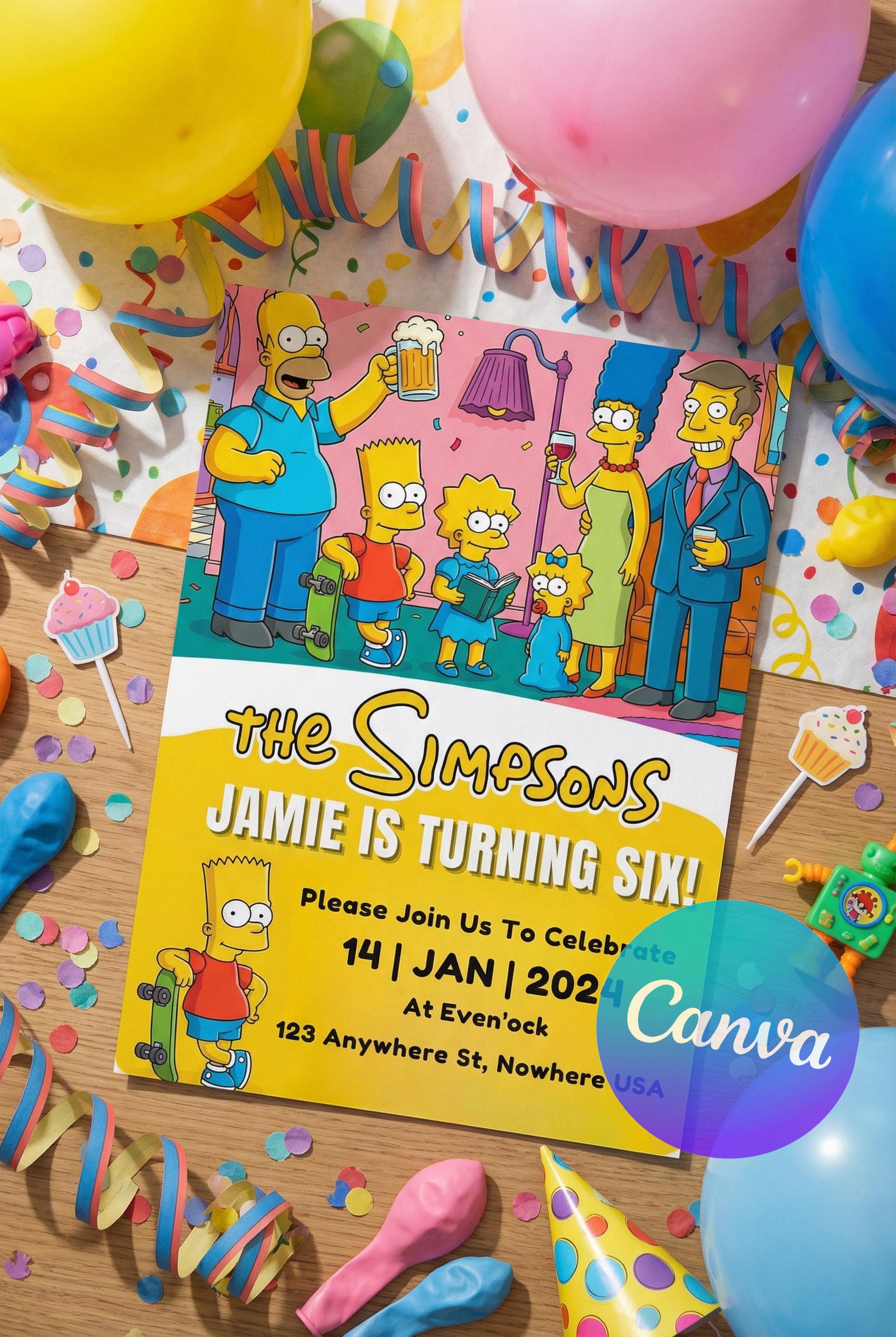 Simpsons Birthday Invitation | the Simpsons Party Invite - Etsy