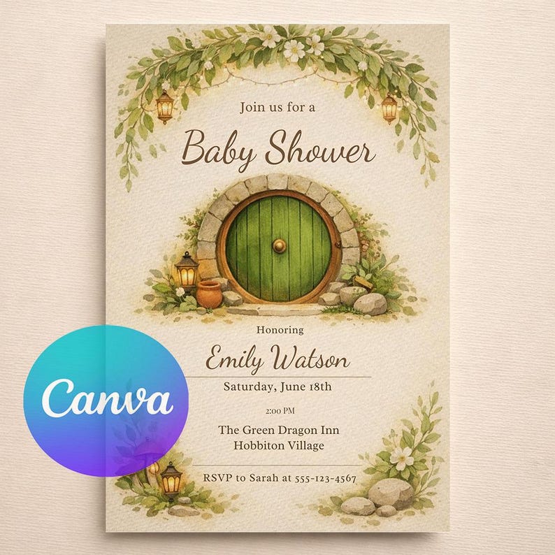 Hobbit-inspired Baby Shower Invitation | Cozy Woodland Theme - Etsy