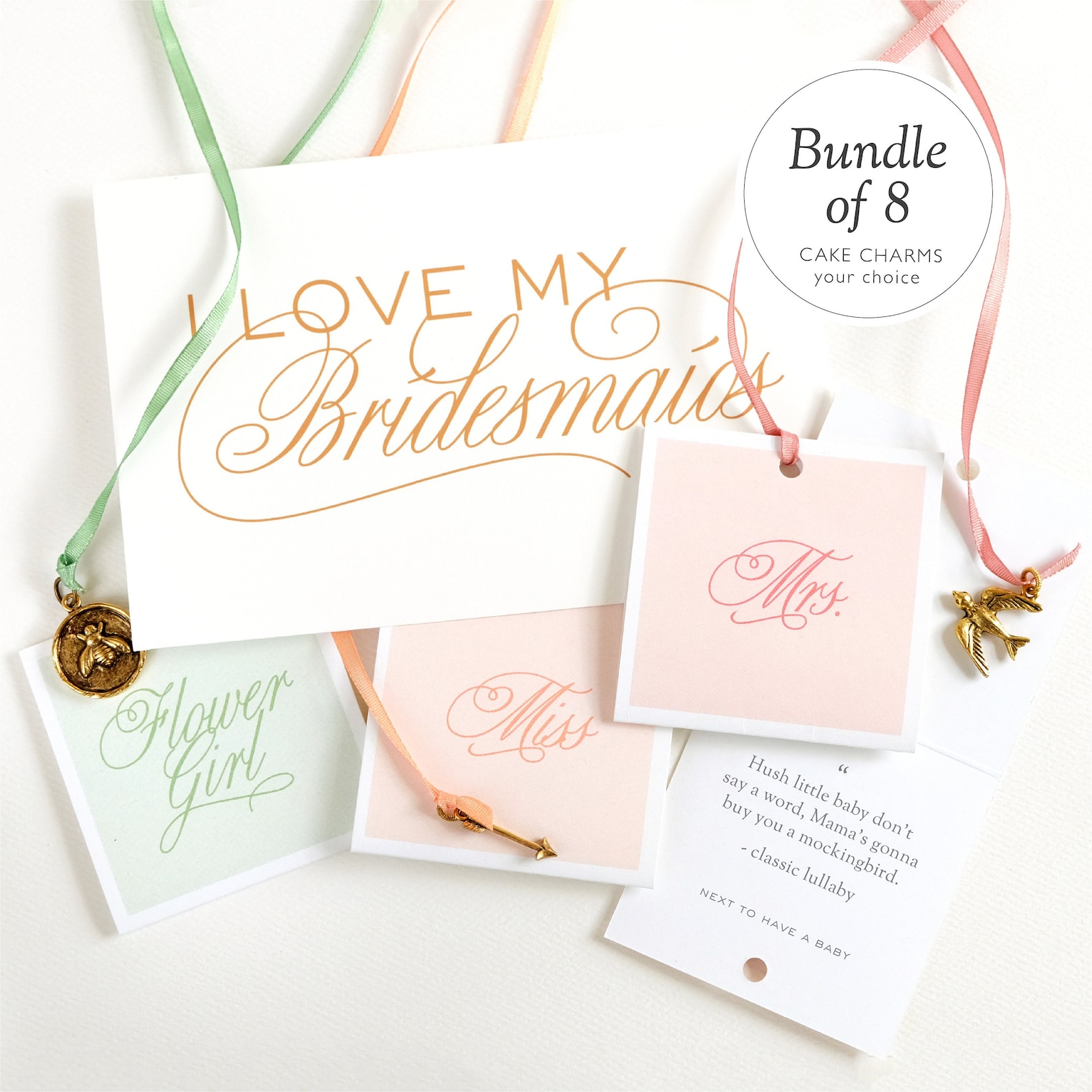 Wedding Shower Game - 8 Cake Pulls Cake Charms for Bridesmaids - Mother ...