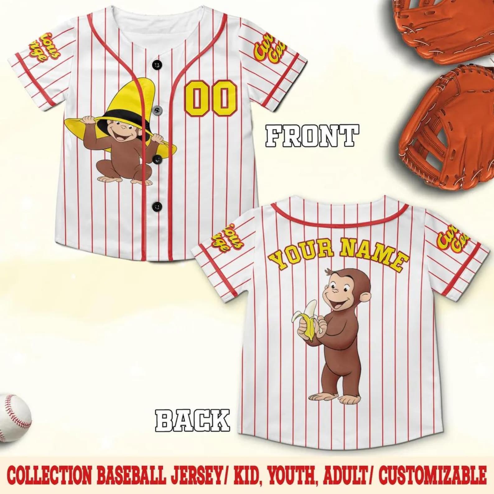 Curious George Birthday Baseball Jersey, Curious George Baseball Shirt ...