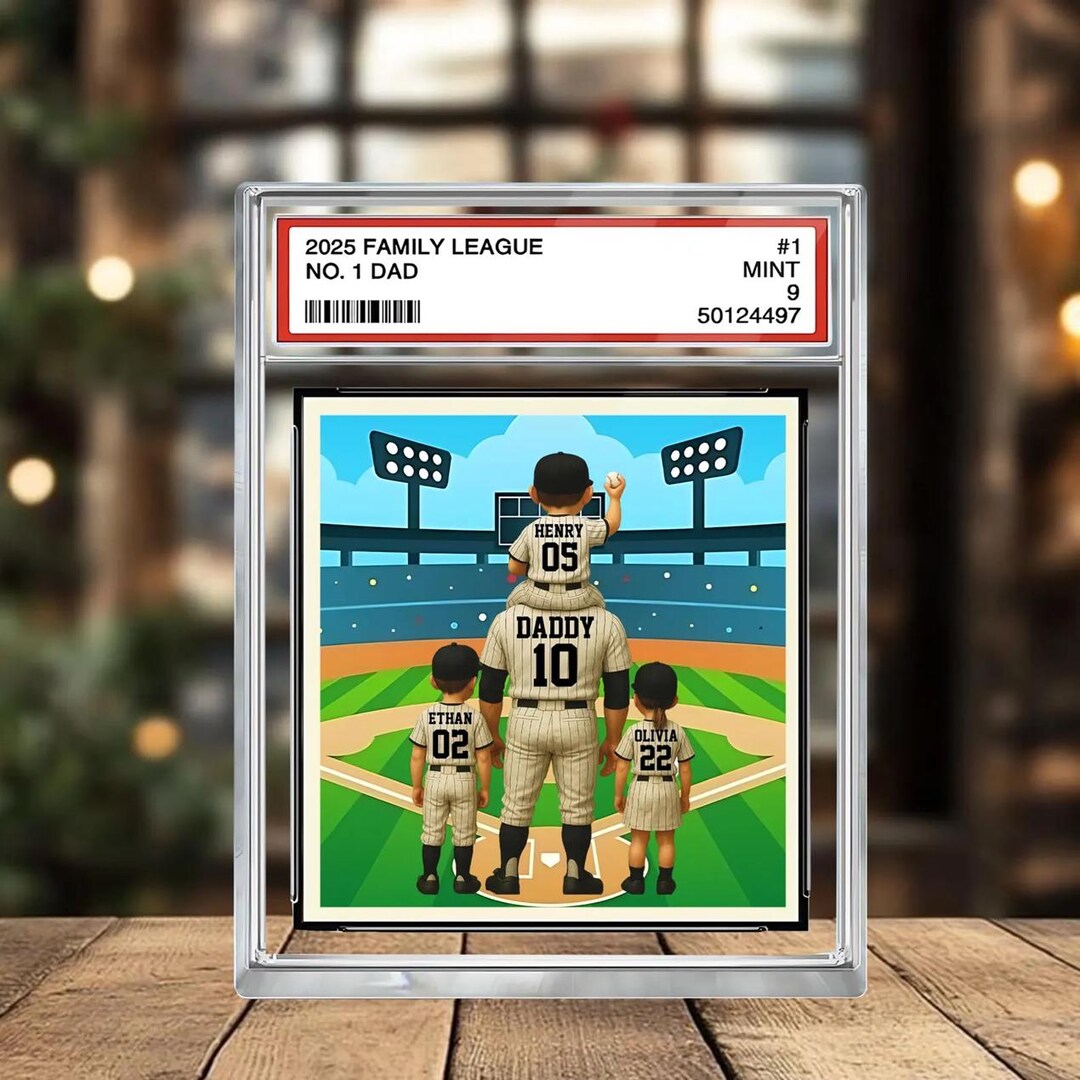 Baseball No. 1 Dad Grandpa Man & Kids Trading Card Style, Personalized ...