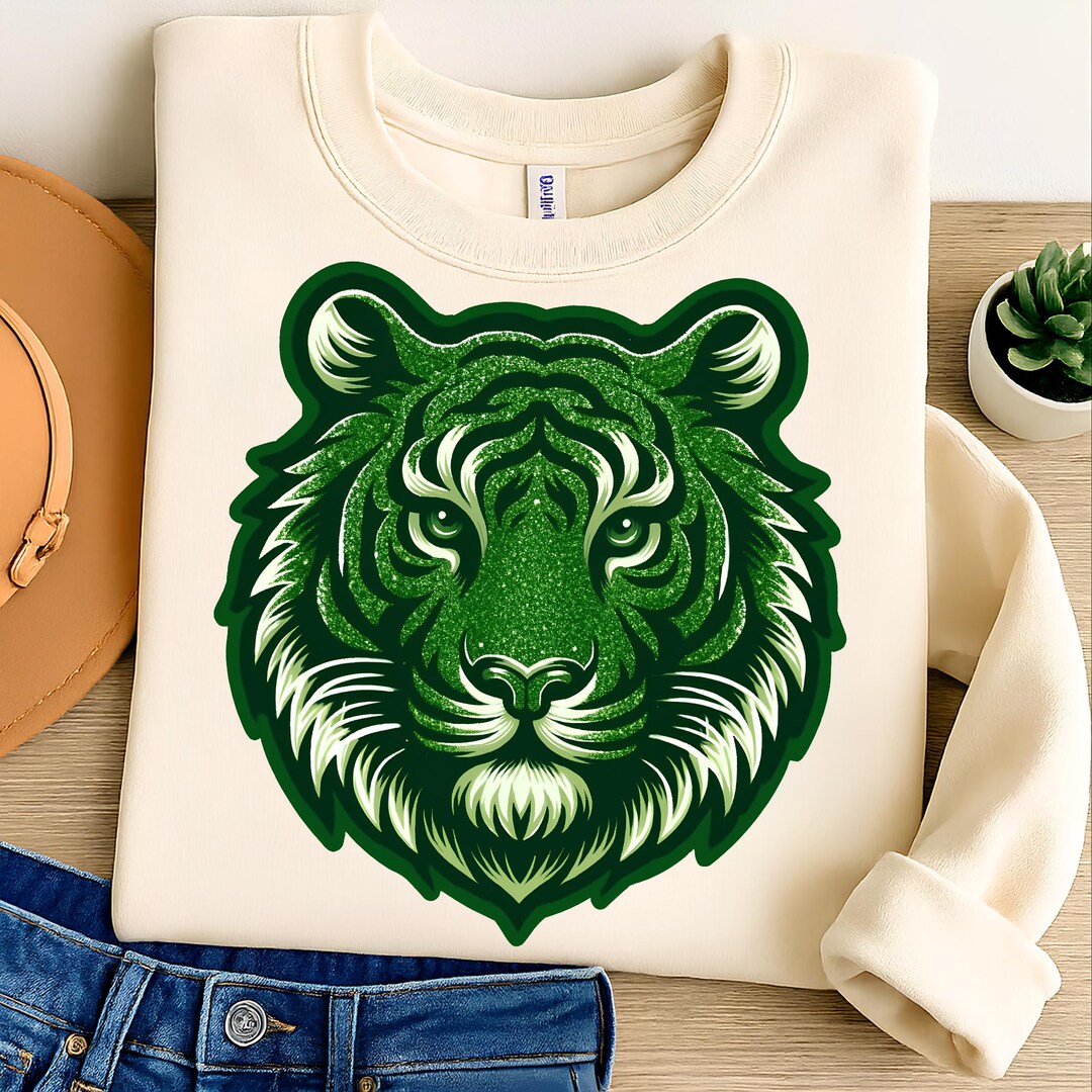 Green Sparkly Tiger Png: T-shirt Design (digital Download) - Etsy