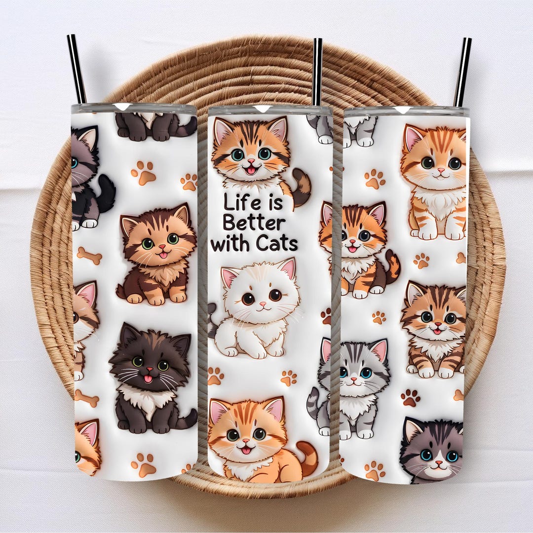 Inflated Life is Better With Cats Tumbler Wrap 20 Oz Tumbler Wrap 3D ...