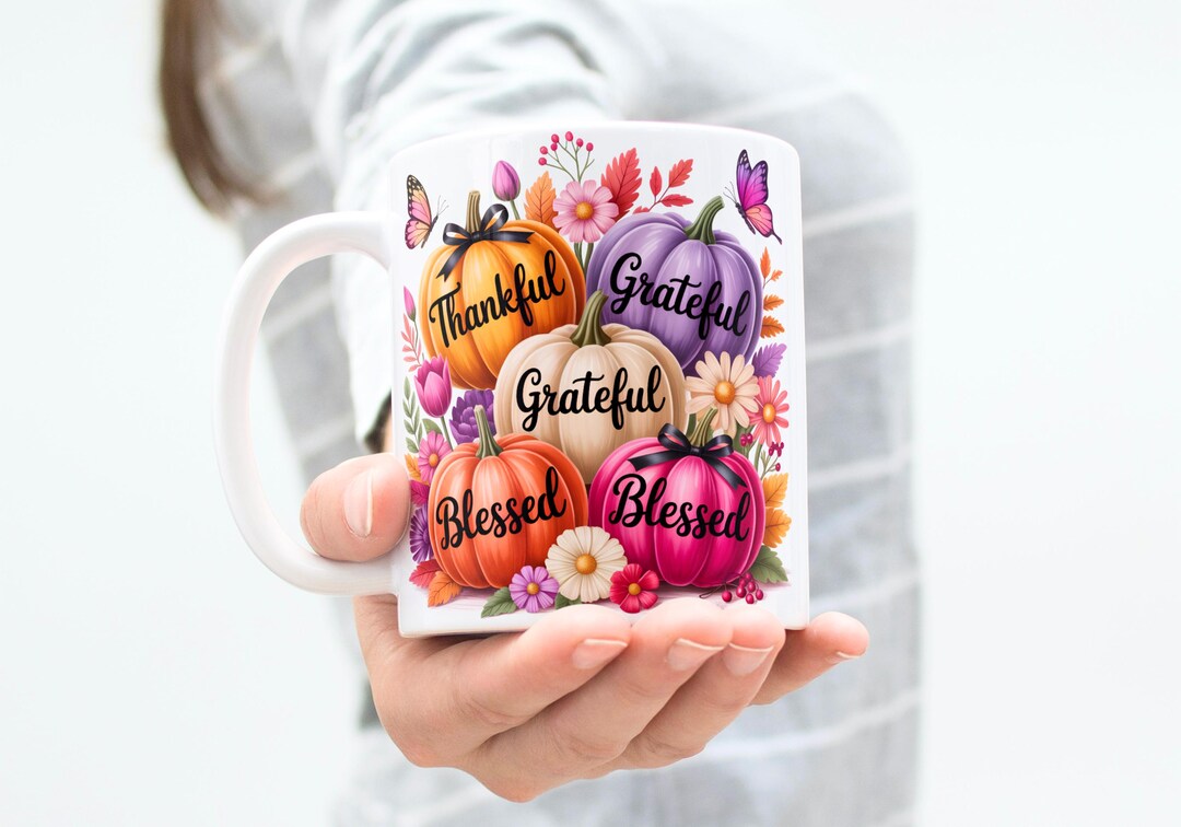 Thankful Grateful Blessed Mug Wrap 11 Oz & 15 Oz Mug Wrap Coffee Mug ...