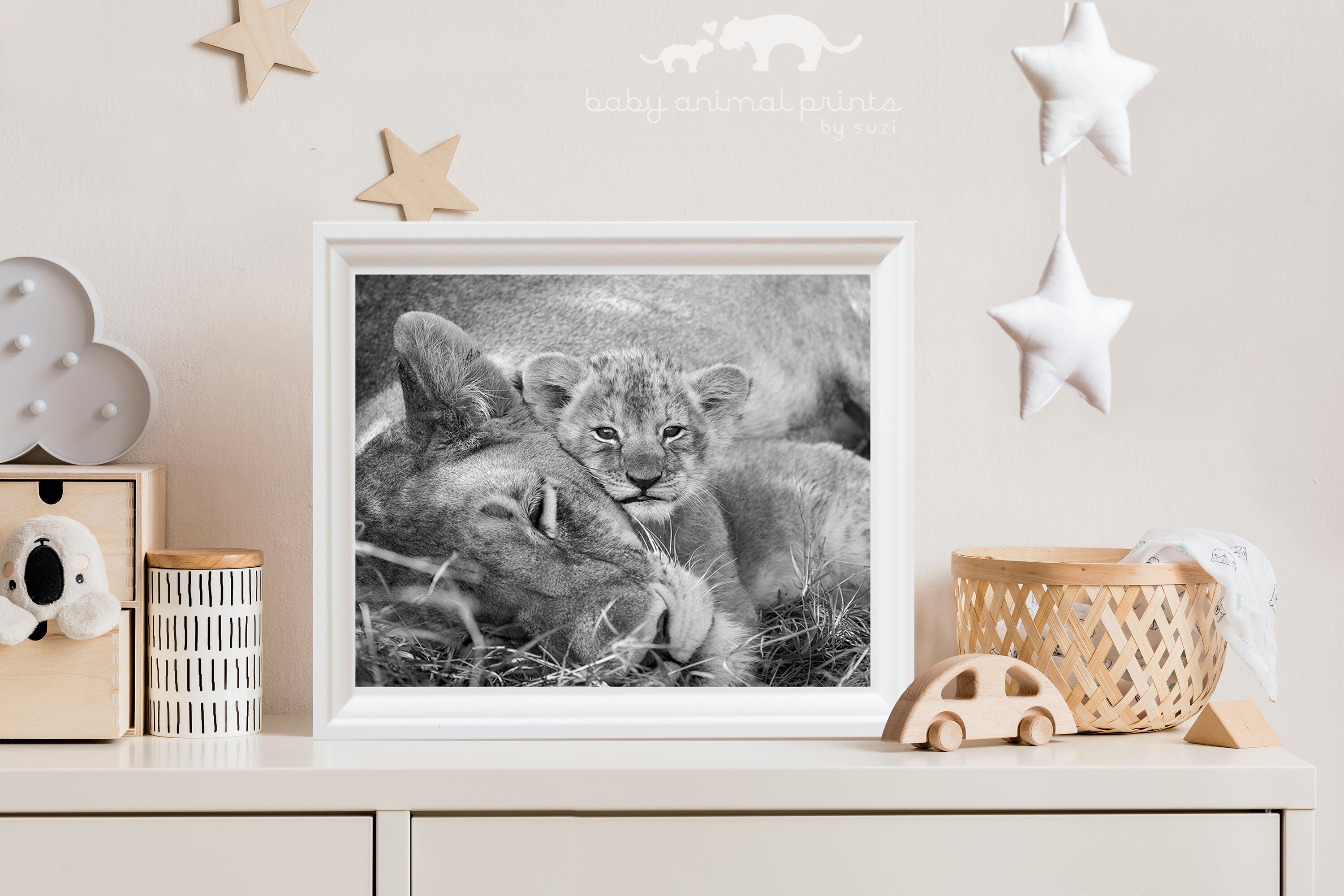 Animal Nursery Decor Baby Lion Print Baby Animals Black and | Etsy