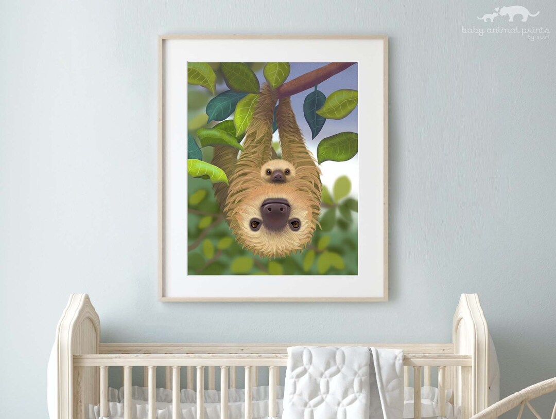 Sloth Nursery Print, Jungle Baby Shower, Nursery Wall Art, Baby Animal ...