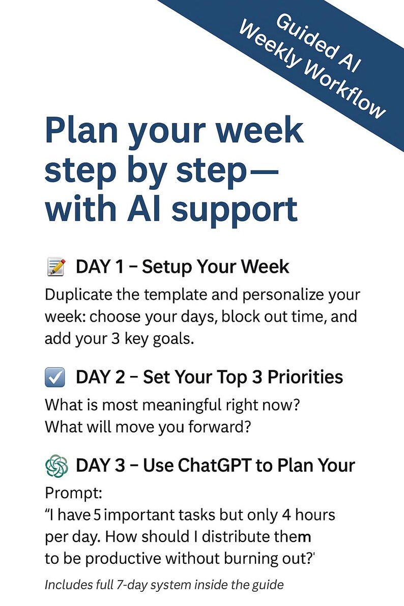 AI Weekly Planner – Notion Template + Chatgpt Prompts | Digital PDF ...