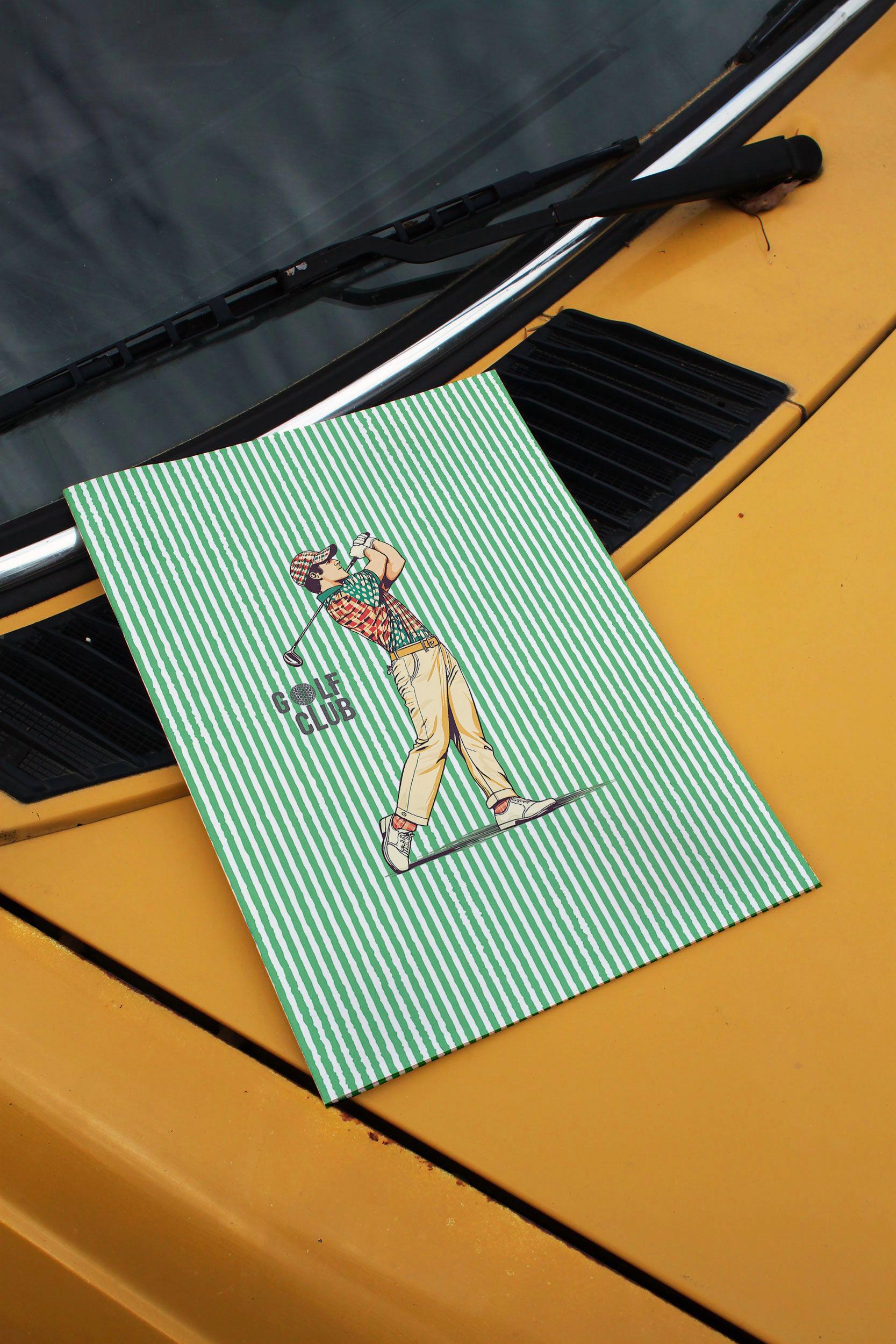 Vintage Golf Wall Art Poster, Golf Club Print, Retro Green Striped ...