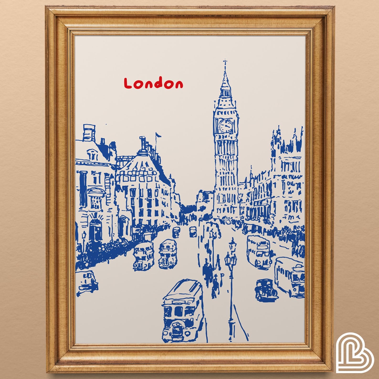 Blue London City Travel Print, London Skyline Print, London Wall Art ...