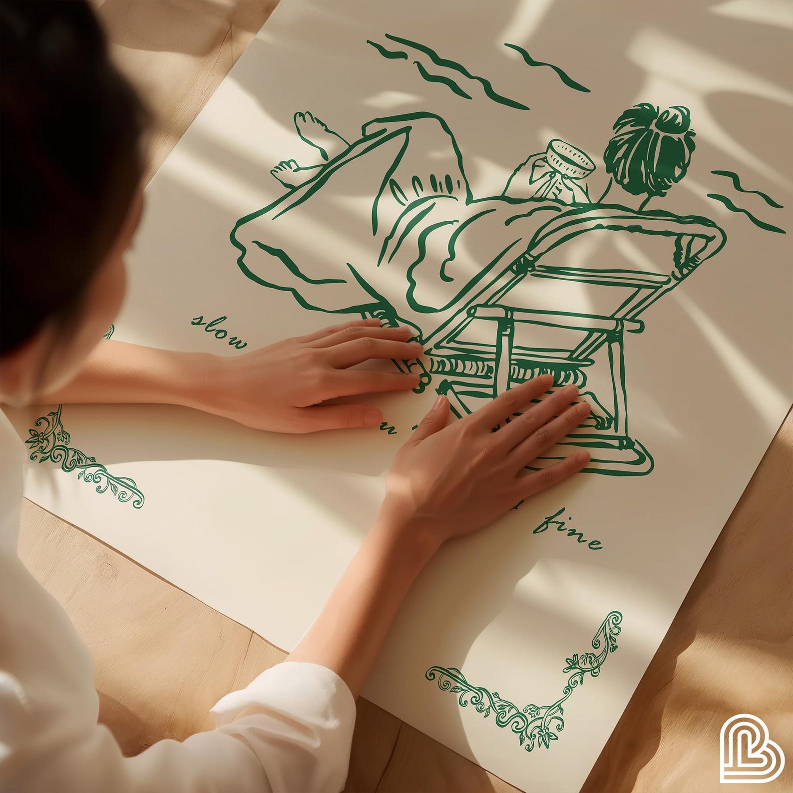 Green Slow Down You're Doing Fine Print, Girl With Martini Poster ...