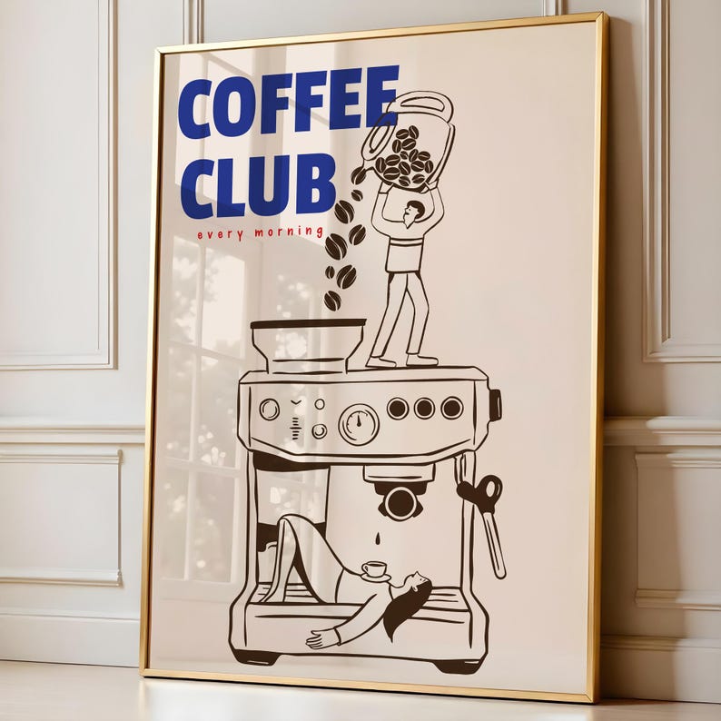 Retro Coffee Poster – Vintage Coffee Wall Art for Bar or Kitchen ...