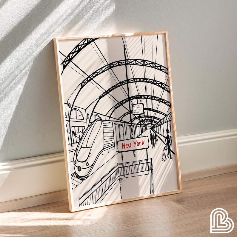 New York Subway Art Print, Subway Train Illustration, Iconic NYC Wall ...