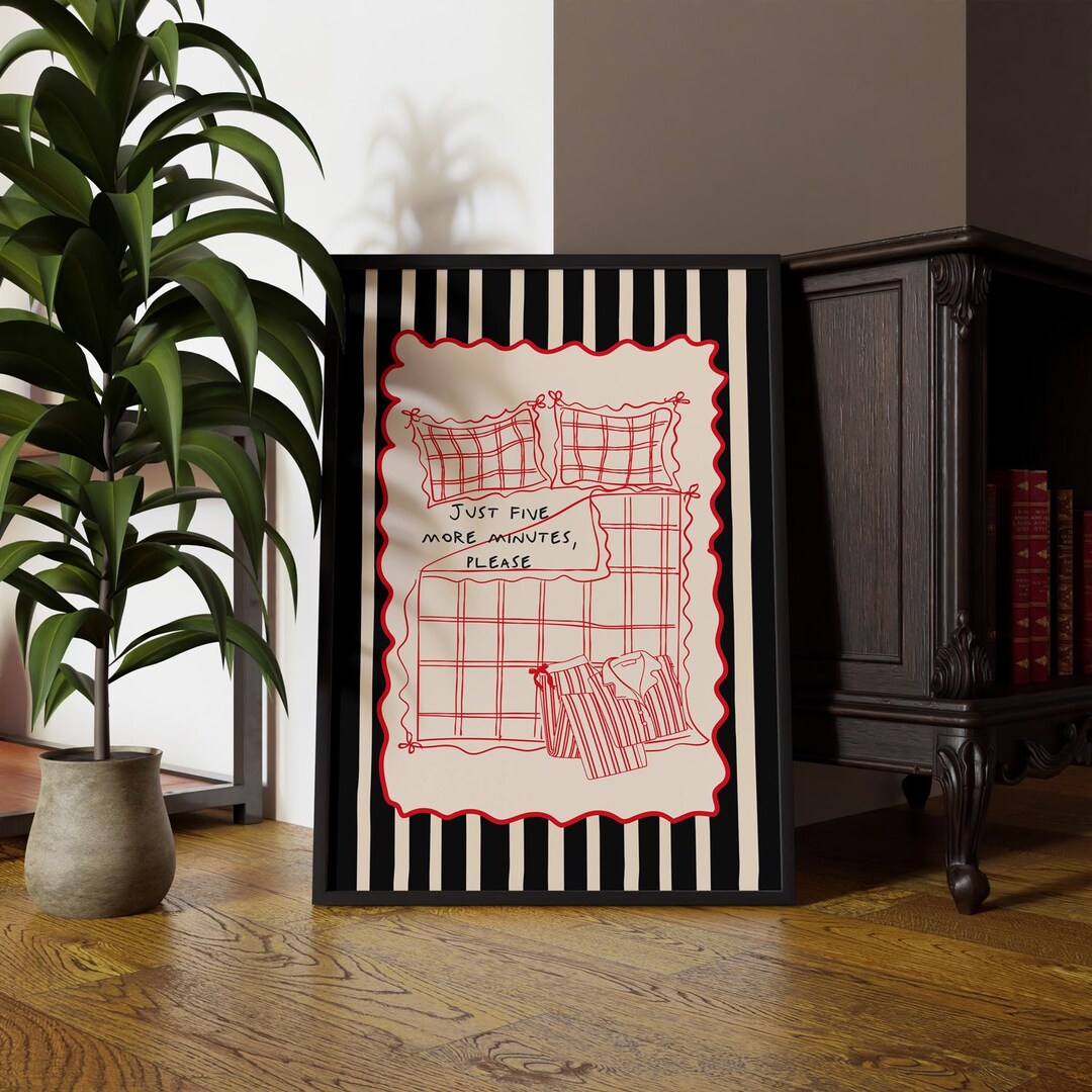 Early Night Print, Bedroom Decor, Funny Stay in Bed Poster, Just Five ...