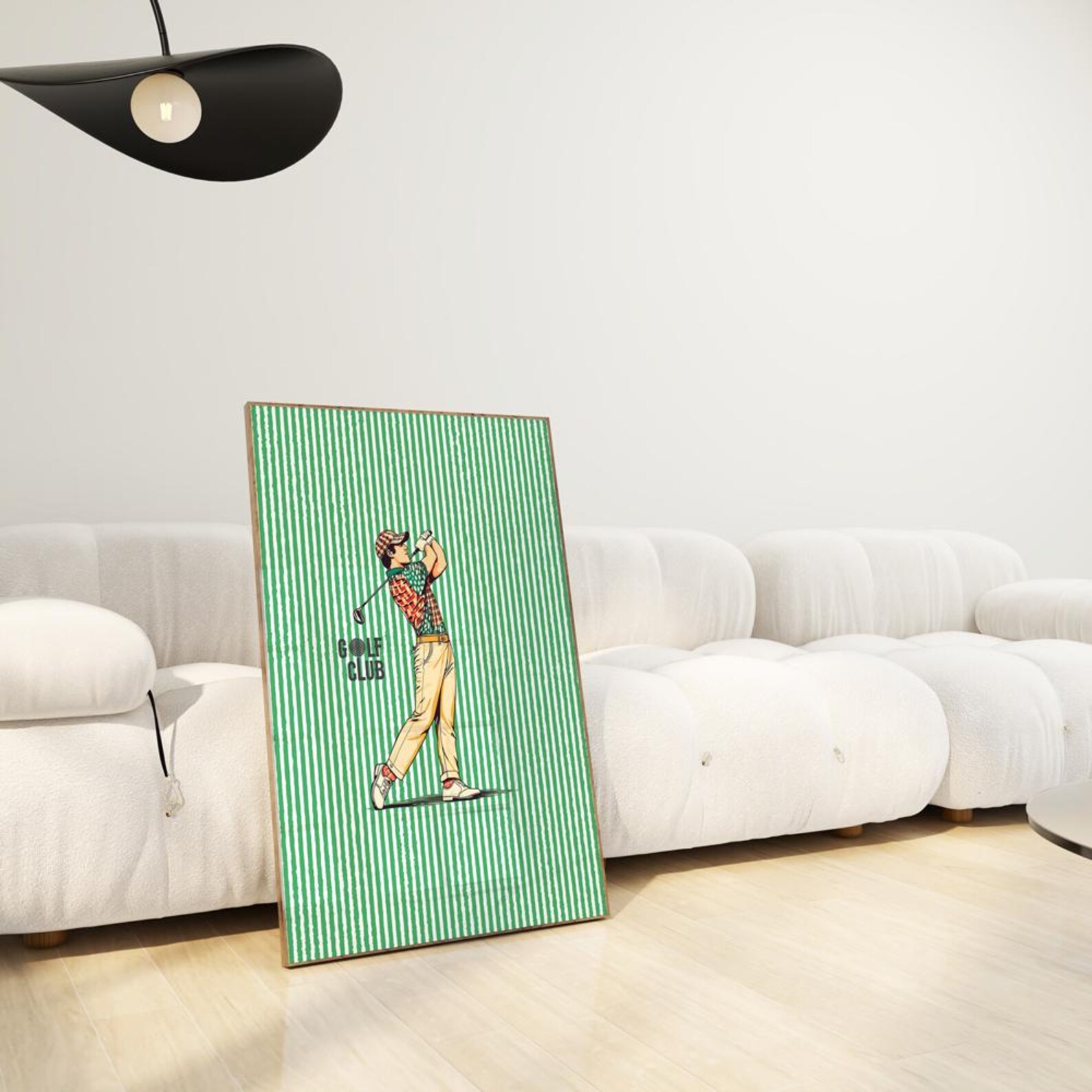 Vintage Golf Wall Art Poster, Golf Club Print, Retro Green Striped ...
