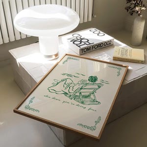 Green Slow Down You're Doing Fine Print, Girl With Martini Poster ...