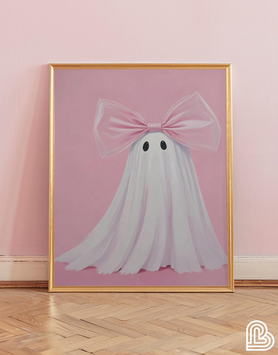 Pink Bow Ghost Print: Preppy Halloween Wall Art (digital Download) - Etsy