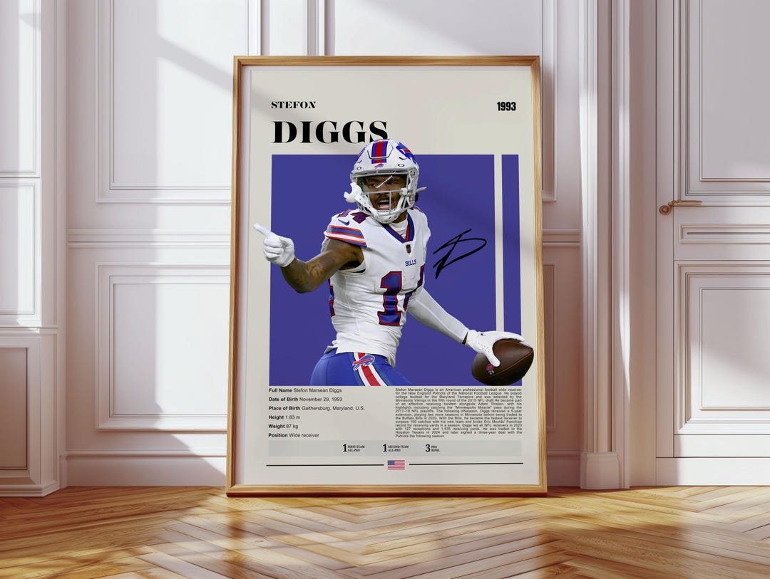 Stefon Diggs Poster, Buffalo Bills Poster, Bills Fan Gift, NFL Poster ...