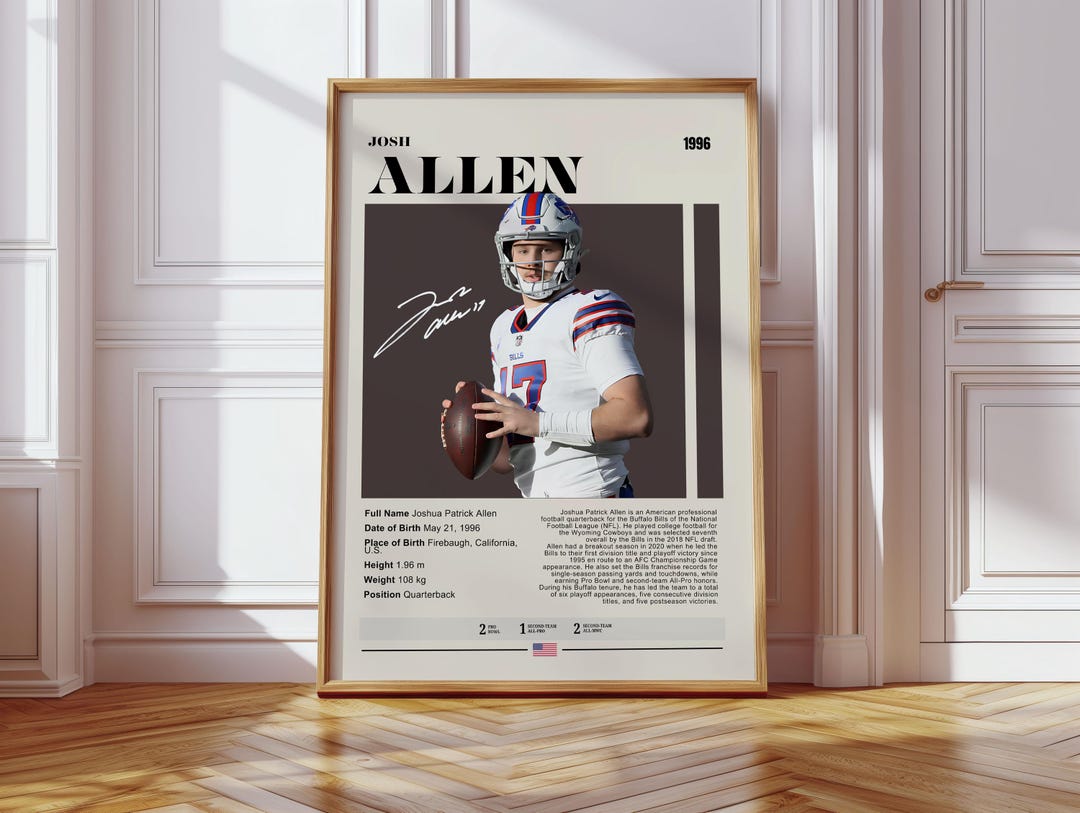 Josh Allen Poster, Buffalo Bills Poster, NFL Poster, Sports Poster, NFL ...