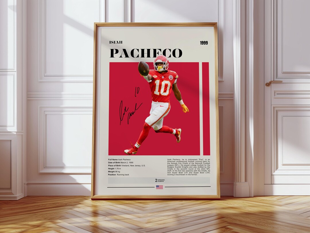 Isiah Pacheco Poster, Kansas City Chiefs Print, NFL Poster, Sports ...
