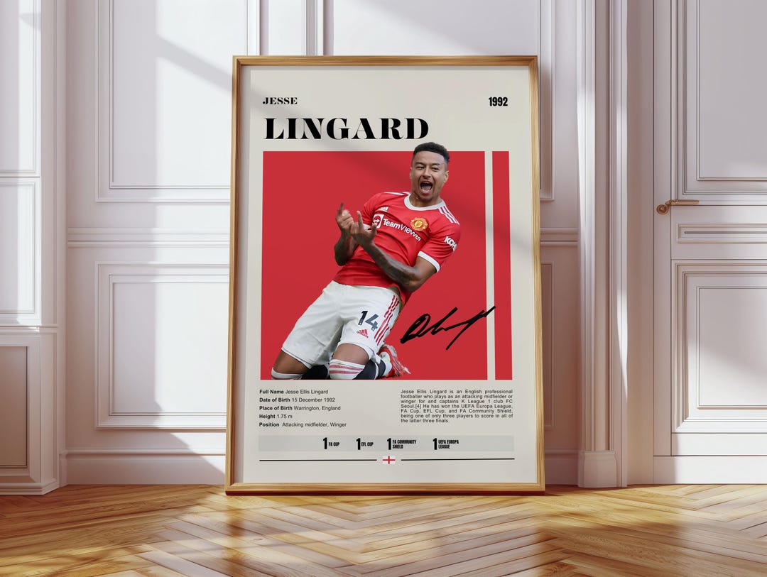 Jesse Lingard Poster, Manchester United Poster, Soccer Gifts, Sports ...