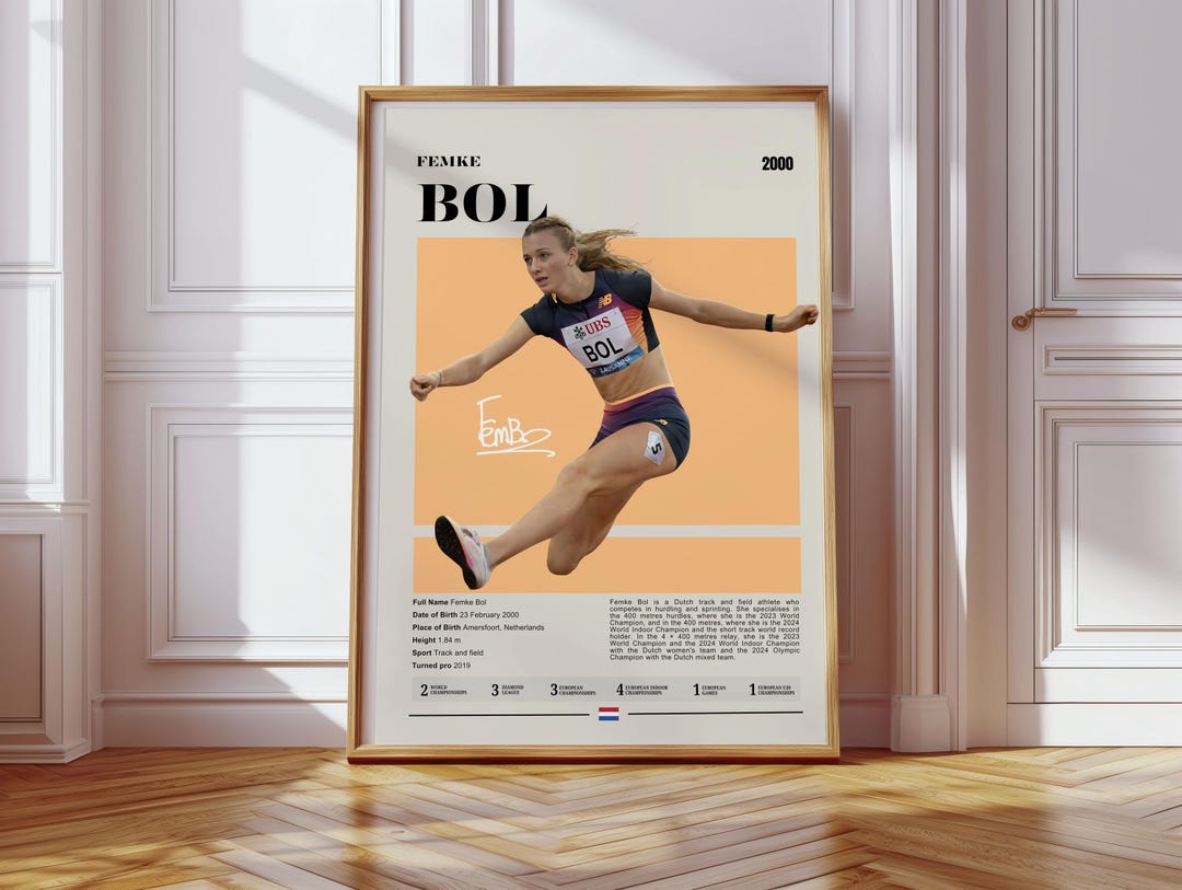 Femke Bol Poster, Sprint Legend Print, Track and Field Decor, Athletic ...