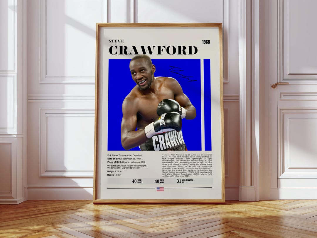 Terence Crawford Poster, Heavyweight Champion Art, Fight Night Decor ...