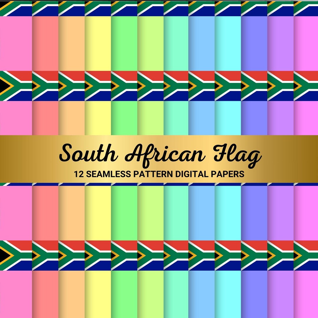 12 Official South African Flag Seamless Pattern Digital Paper | Pastel ...