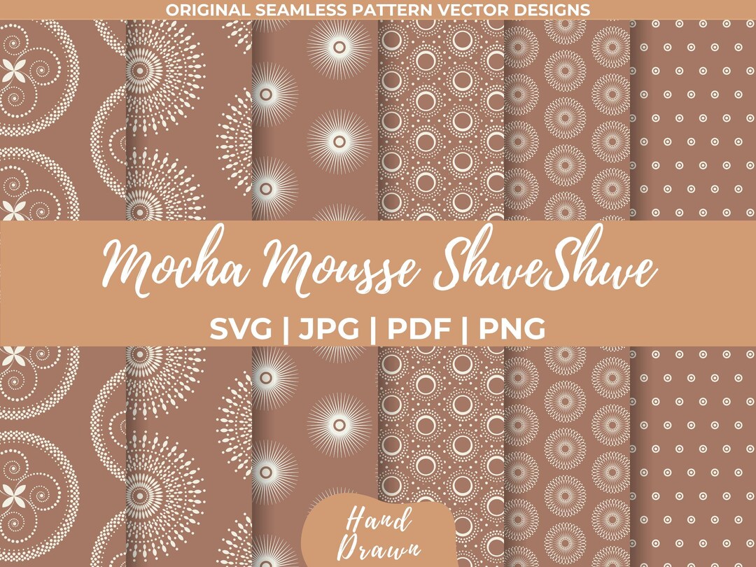 6 Mocha Mousse Shweshwe Seamless Vector Pattern Tiles, Hand Drawn SVG ...