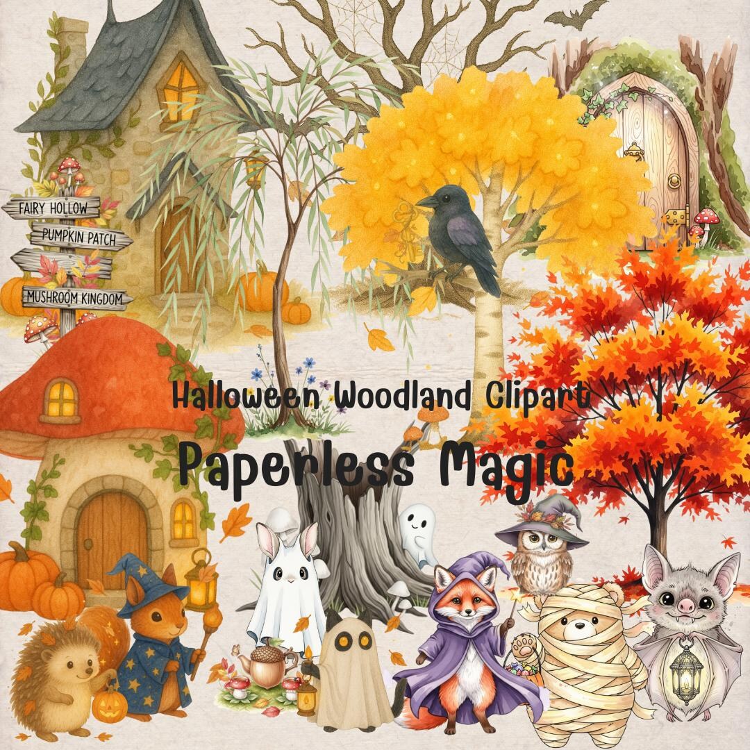 Halloween Woodland Clipart Woodland Fall Autumn Clipart Autumn Woodland ...