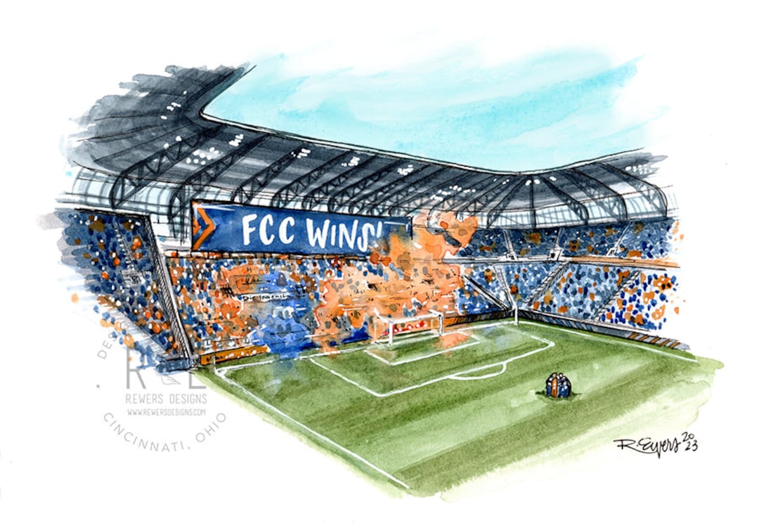 The Bailey, FC Cincinnati, TQL Stadium, Watercolor Art - Etsy
