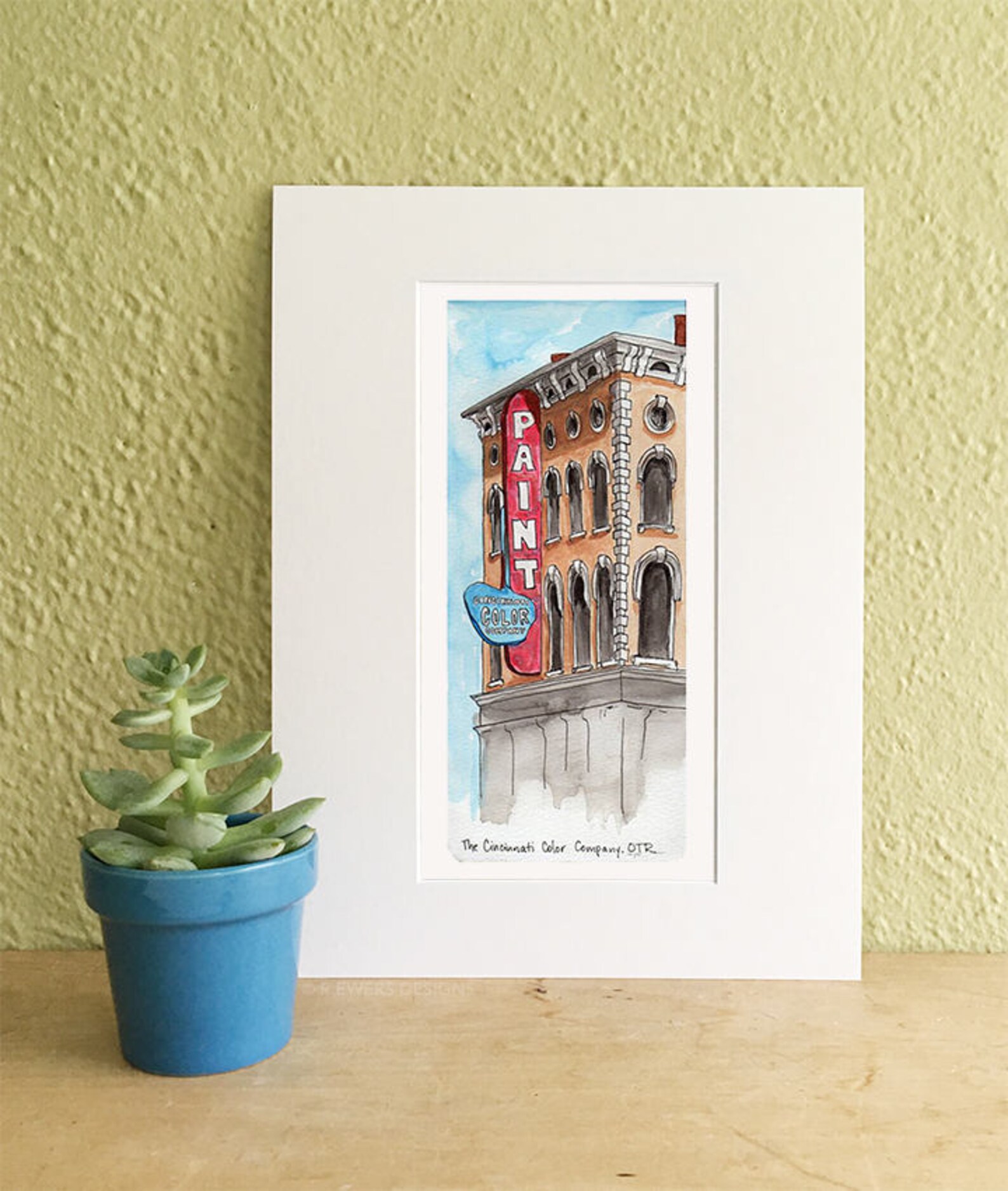 Cincinnati Color Company Watercolor Print, Cincinnati, Ohio, Over the ...