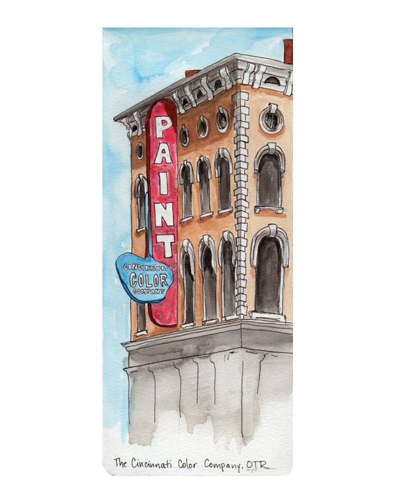 Cincinnati Color Company Watercolor Print, Cincinnati, Ohio, Over the ...