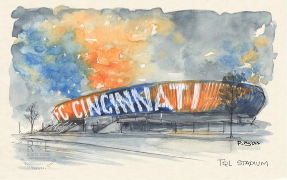 FC Cincinnati TQL Stadium Watercolor Art - Etsy