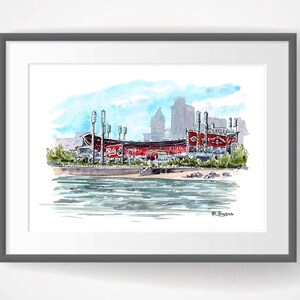 Cincinnati Reds, Great American Ball Park, Watercolor Art - Etsy