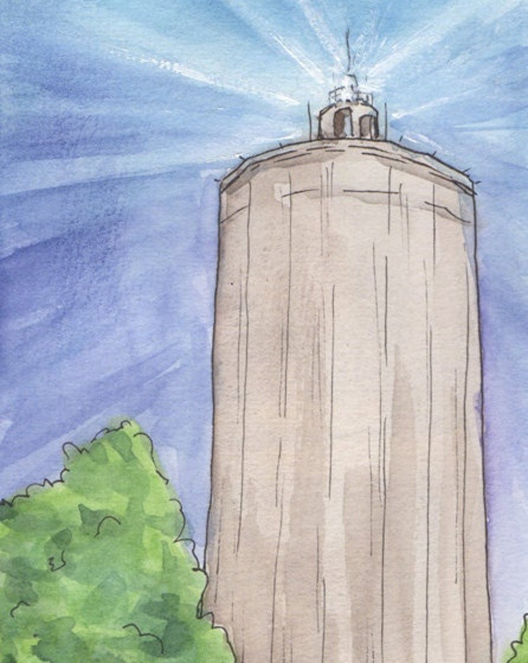 Mt. Washington Water Tower Watercolor Print, Cincinnati, Ohio - Etsy