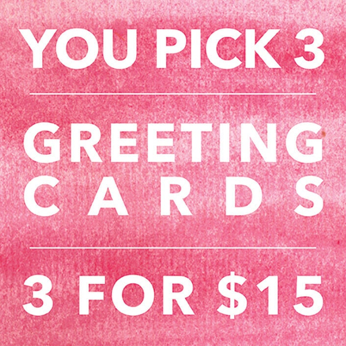 Choose Any 3 Greeting Cards - Etsy