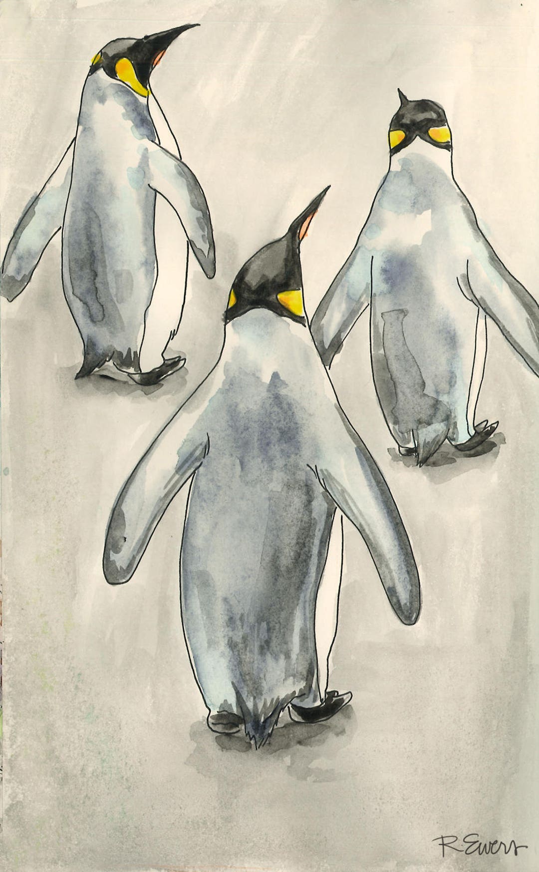 March of the Penguins Watercolor Art Print, Animals, Zoo, Cincinnati ...
