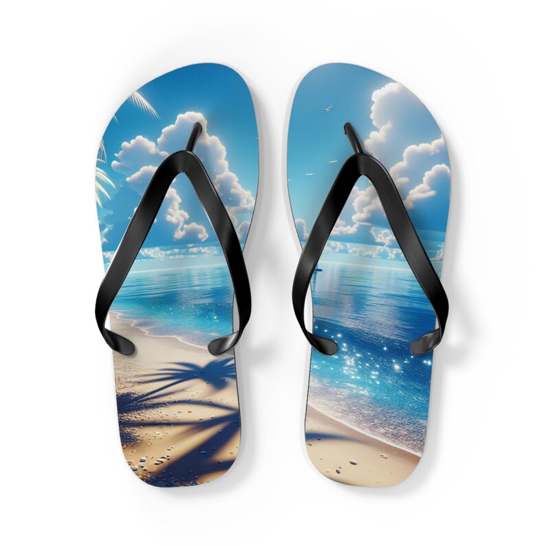 Beachy Flip Flops With Tropical Design, Summer Footwear, Vacation ...