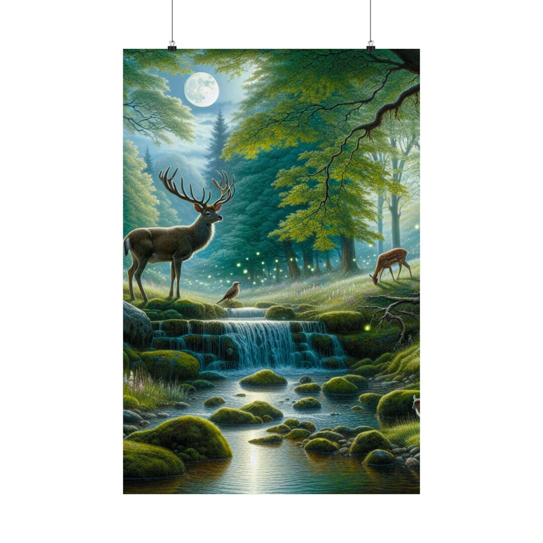 Forest Art Print Set: Serene Wildlife Nature Posters, Matte Finish - Etsy