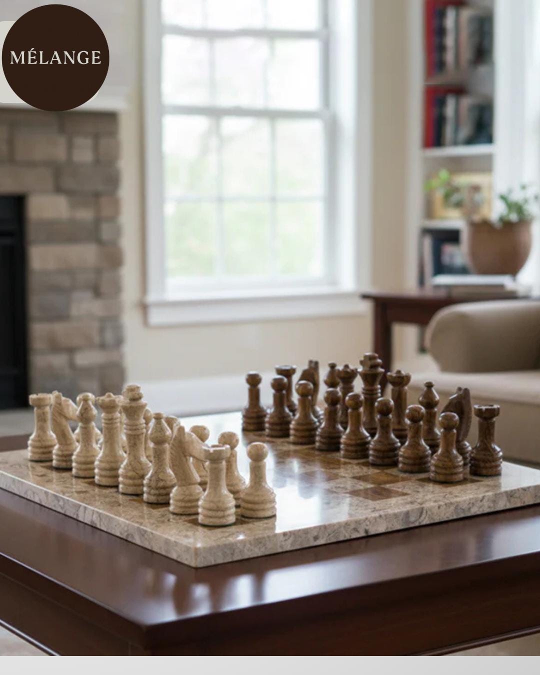 Handmade Marble Chess Set – Stone Board, Desert Sand & Muddy Water ...